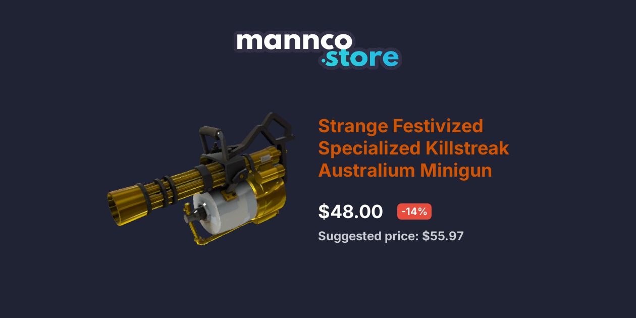 Strange Festivized Specialized Killstreak Australium Minigun | Mannco.store Strange Festivized Specialized Killstreak Australium Minigun | Mannco.store